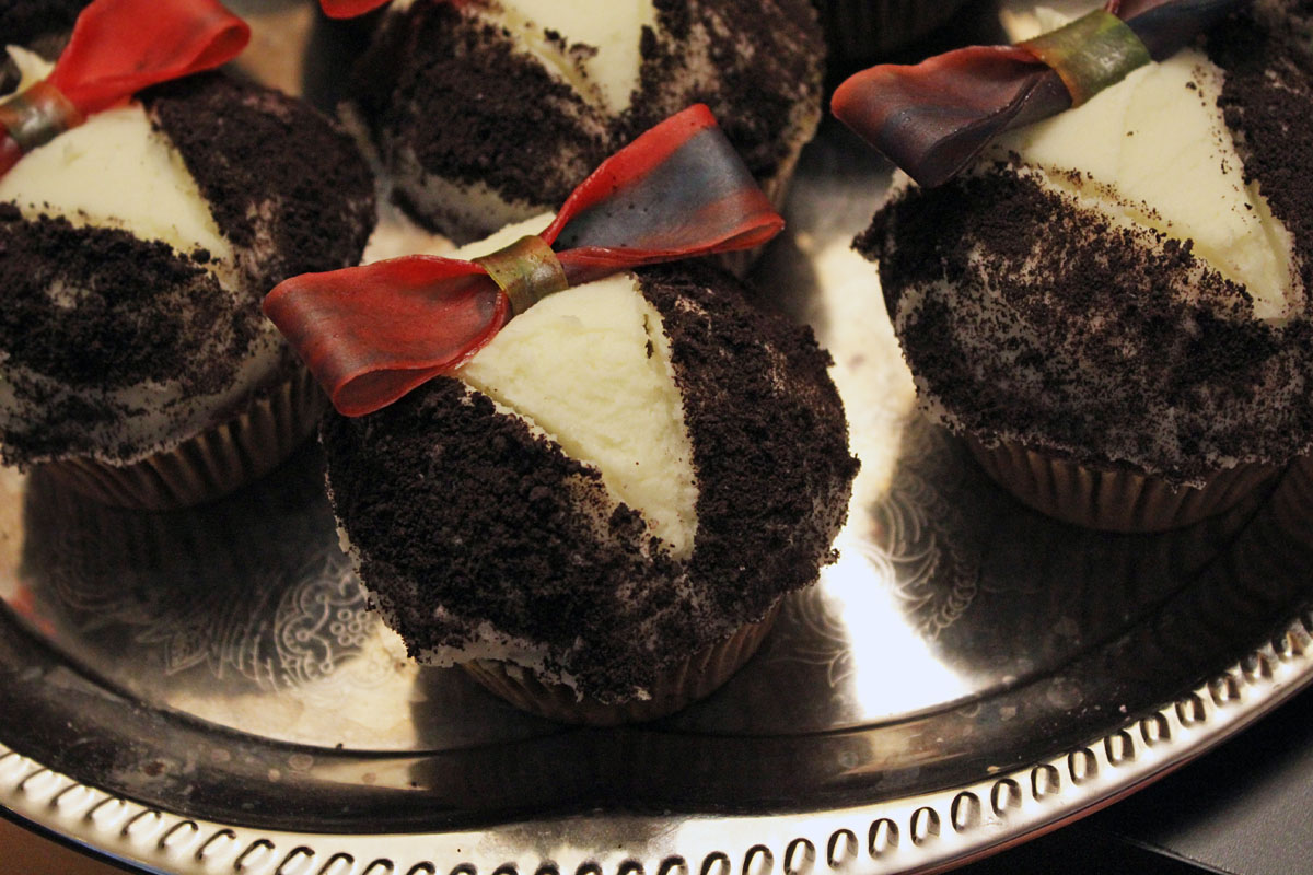 Tuxedo cupcakes with candy bow ties | Hilary Makes
