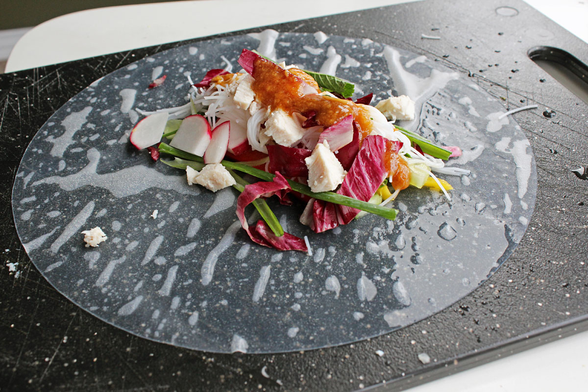 Pad Thai-inspired rice wraps with peanut garlic sauce | Hilary Makes